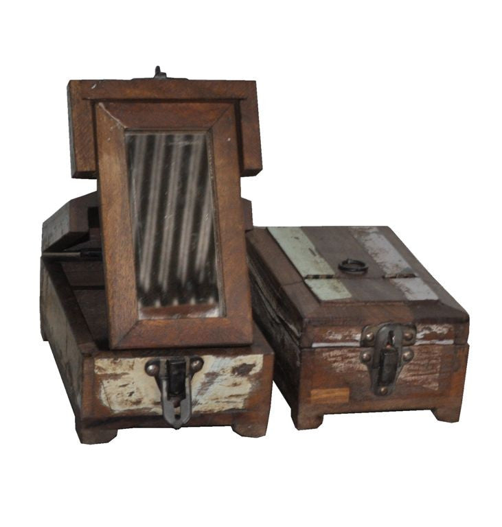 Contemporary & Vintage Boxes: Indian Wooden Trunk, Barber & Mirror ...