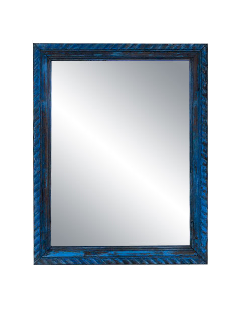 Blue Vintage Wooden Mirror – Tara Design