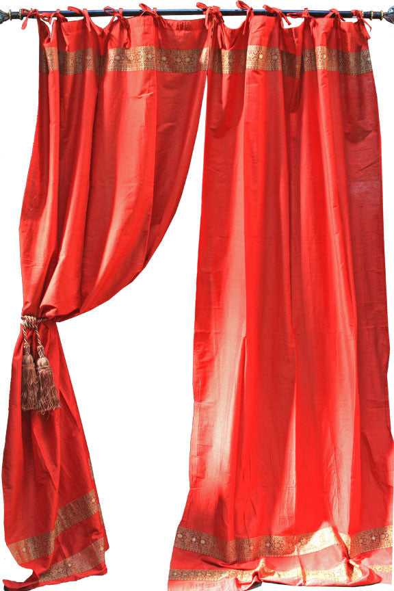 Indian Red Art Silk Curtains - Decorative Drapes & Window treatments ...