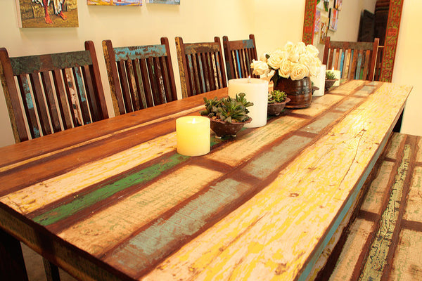 Reclaimed Wood Dining Set with Bench and Chairs – Tara Design