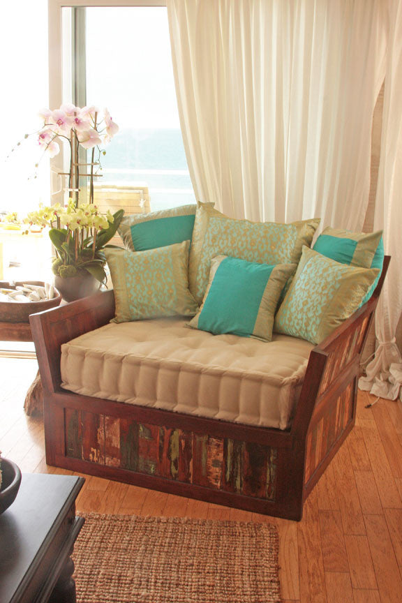 Moroccan Style Chair- Reclaimed Wood- Indian Cushions- Tara-Design.com ...
